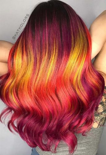 55 Glorious Sunset Hair Color Ideas for True Romantics - Glowsly
